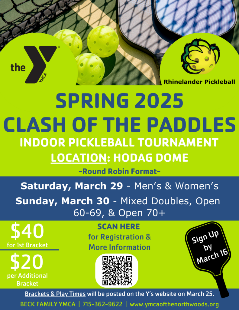 Clash of the Paddles-Indoor Pickleball Tourney - YMCA of the Northwoods